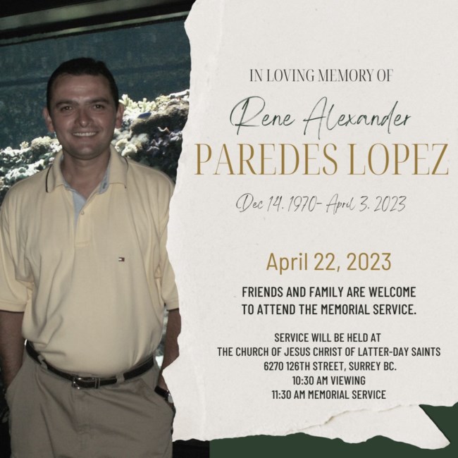Rene Paredes Lopez Obituary - Surrey, BC