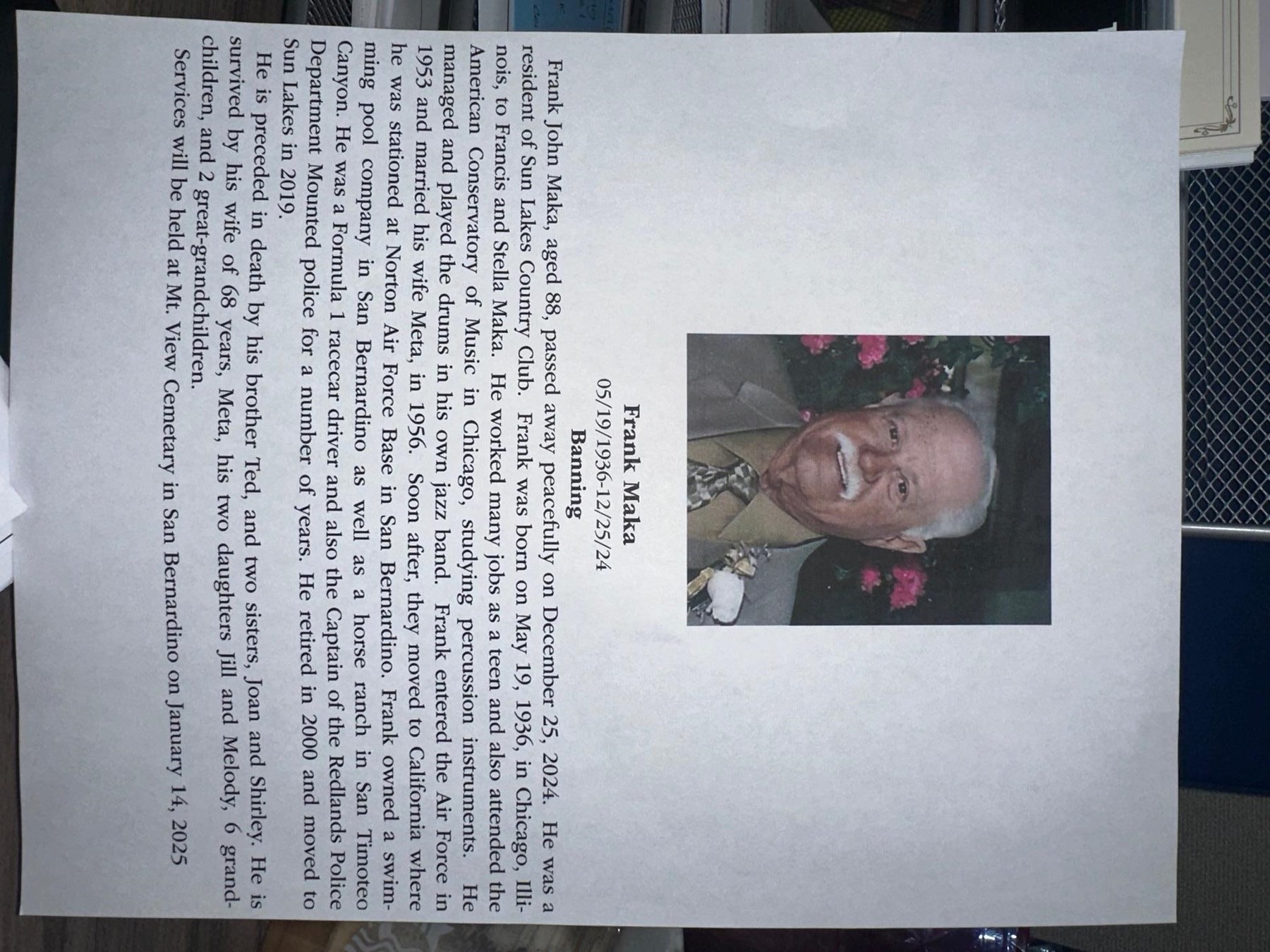 Francis Maka Obituary - San Bernardino, CA