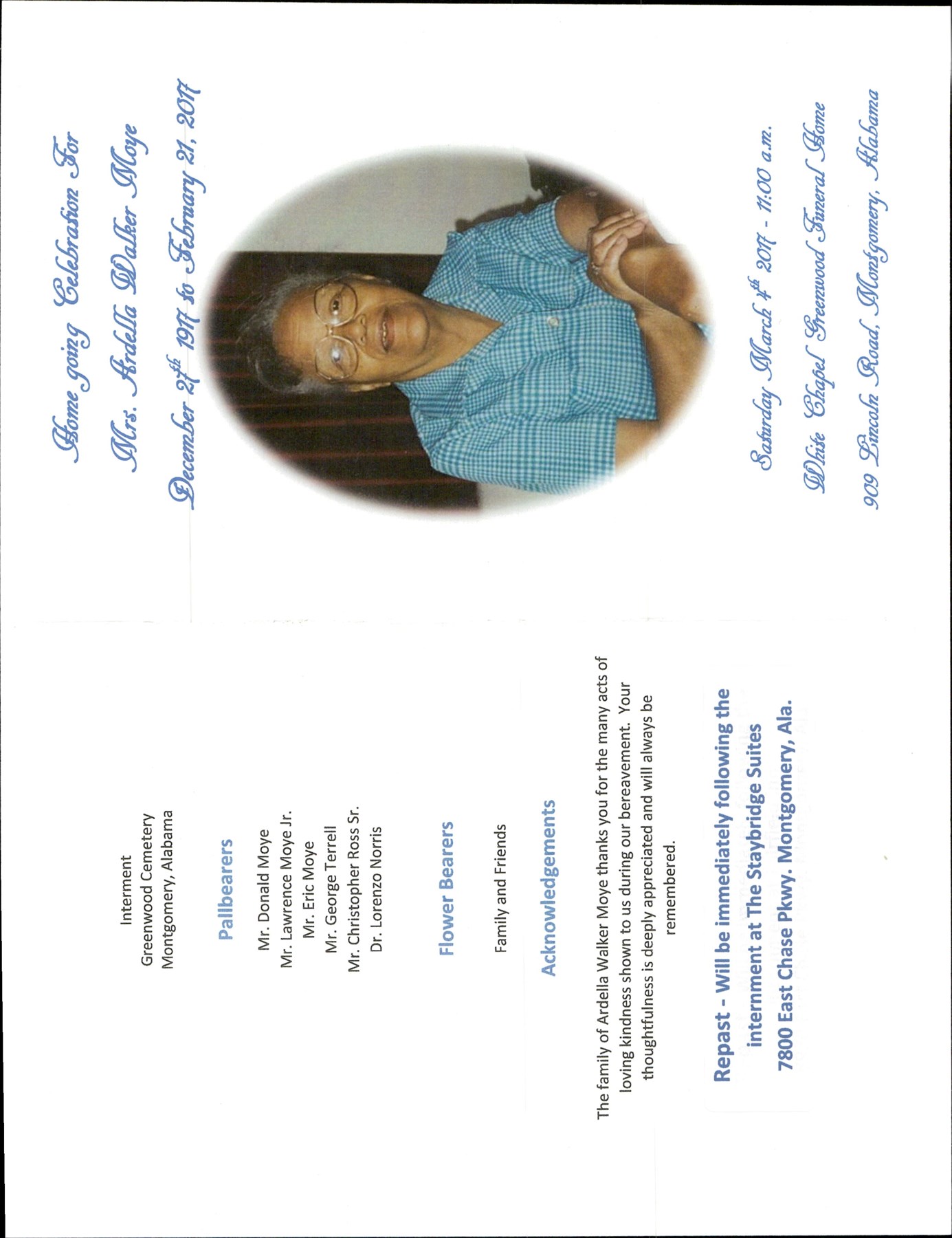 Ardella Moye Obituary - Montgomery, AL