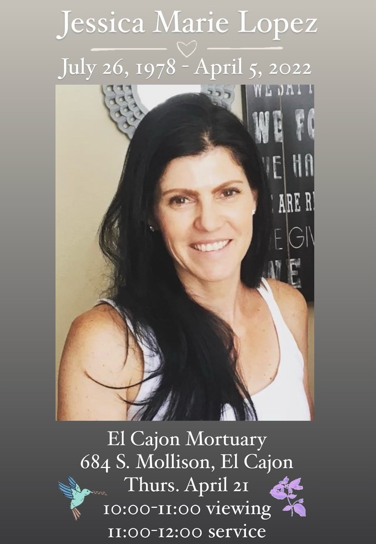 Jessica Marie Lopez Obituary - El Cajon, CA