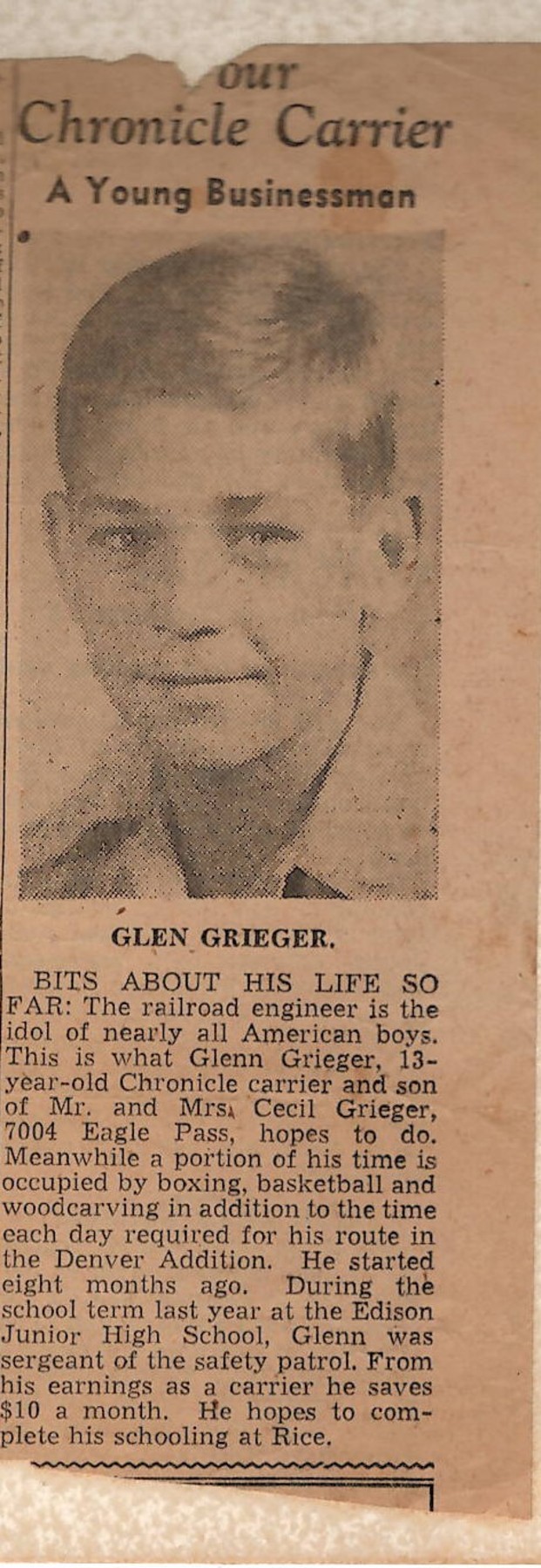 Glenn Lewis Grieger Obituary - Houston, TX