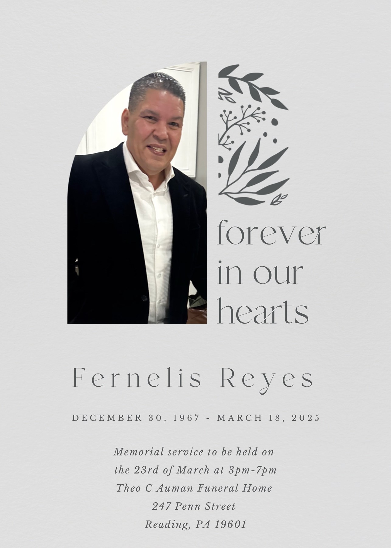 Fernelis Reyes Obituary - Reading, PA
